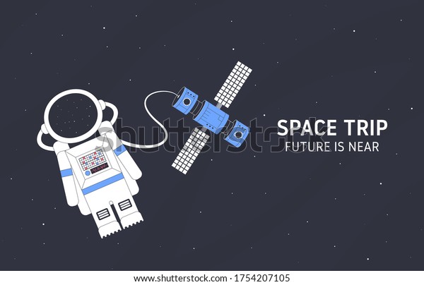 Space Trip Astronaut Space Station Background Stock Vector (Royalty ...
