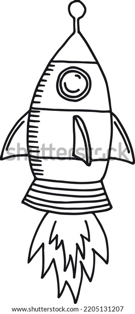 Spacecraft Doodle Hand Drawn Rocket Launch Stock Vector (Royalty Free ...