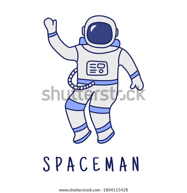Spaceman Doodle Illustration Isolated On White Stock Vector (Royalty ...
