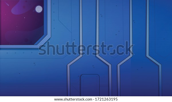 Spaceship Interior Flat Vector Illustration Window Stock Vector ...