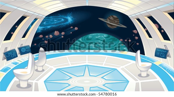 Intérieur du vaisseau spatial. Dessin animé : image vectorielle de ...