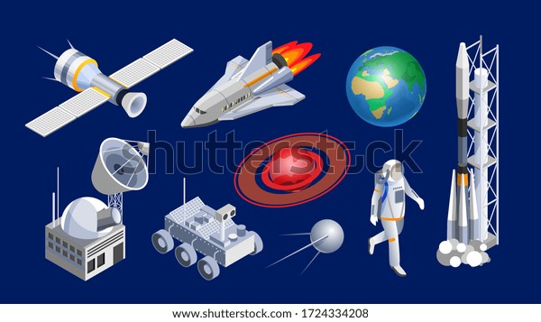 Spaceship Isometric Space Shuttle Cosmic Rocket Stock Vector (Royalty ...
