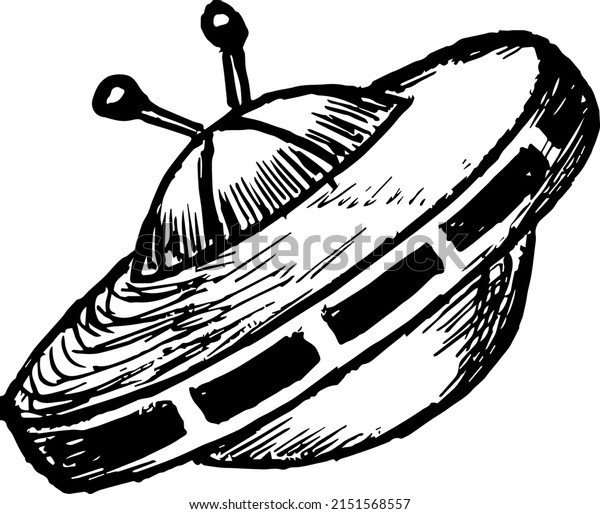 Spaceship Line Art Design Spaceship Vector: เวกเตอร์สต็อก (ปลอดค่า ...