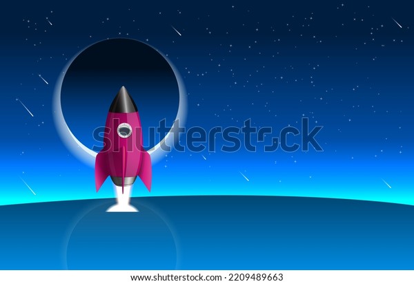 Spaceship Outspace Rocket Launcher Poster Design Stock Vector (Royalty ...