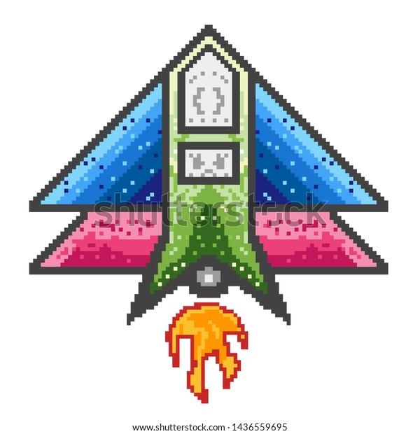 Spaceship Pixel Art Style Rocket Launch Stock Vector (Royalty Free ...