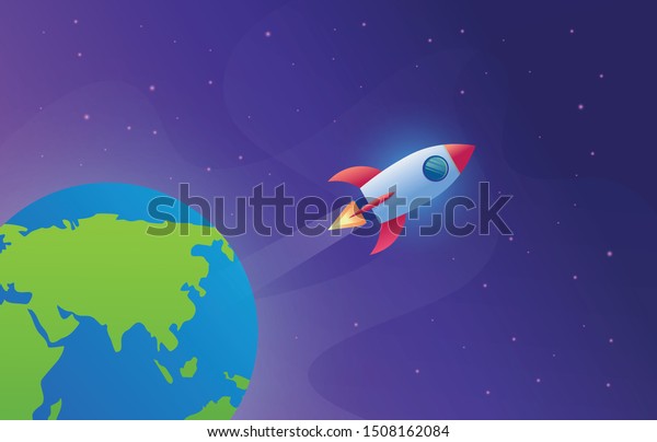 Spaceship Rocket Leave Earth Vector Design Stock Vector (Royalty Free ...