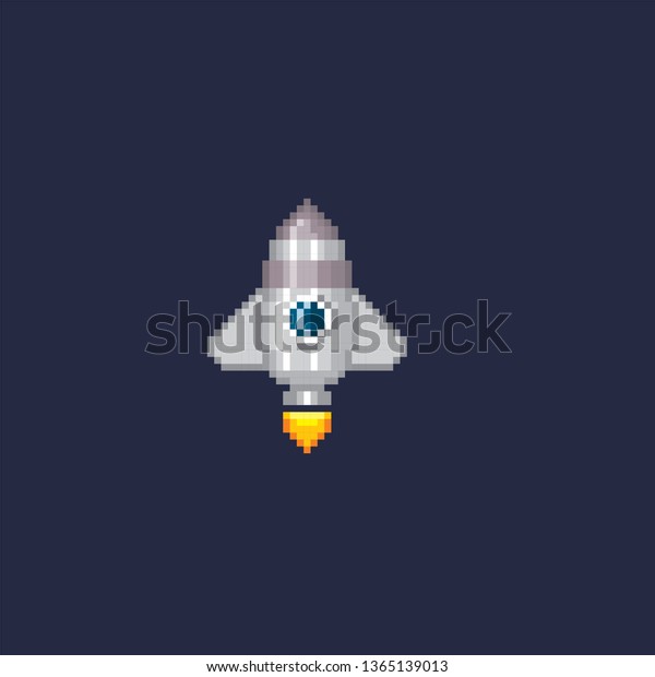 Spaceship Rocket Ufo Pixel Art Old Stock Vector (Royalty Free ...