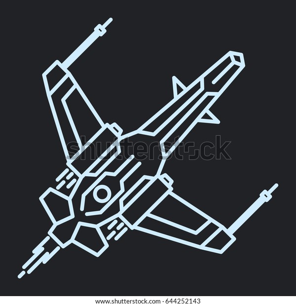 Spaceship Space Outline Linear Flying Rocket Stock Vector (Royalty Free ...