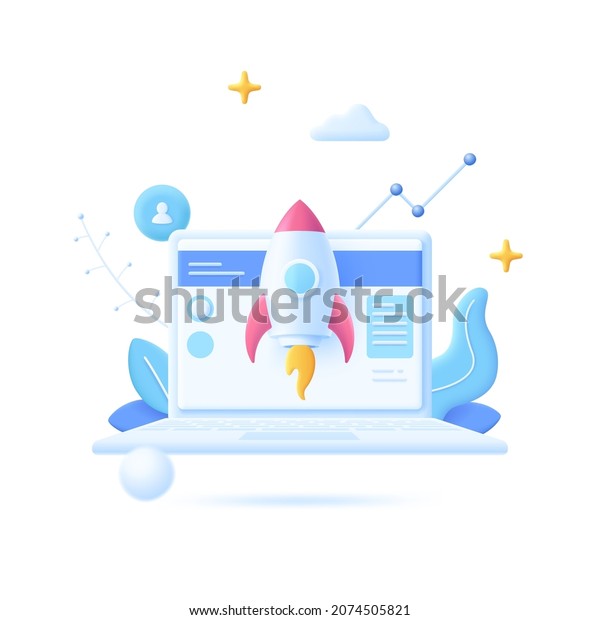 Spaceship Spacecraft Starting Laptop Computer Ascending: เวกเตอร์สต็อก ...