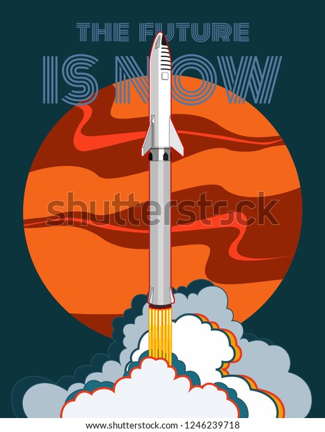 Spacex Rocket Bfr Starship Mars Vector Stock Vector (Royalty Free ...