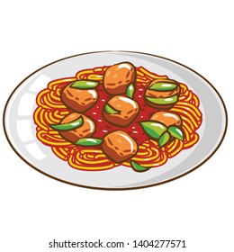 Spaghetti Vector Cartoon Clipart Design: เวกเตอร์สต็อก (ปลอดค่า ...