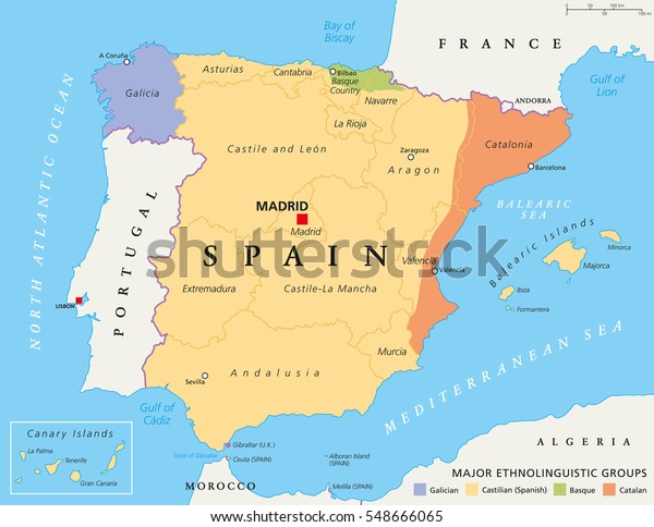 Spain Autonomous Communities Map Administrative Divisions Stock Vector ...