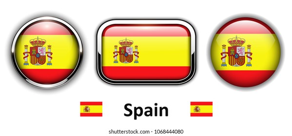 Spain Flag Buttons 3d Shiny Vector Stock Vector (Royalty Free ...