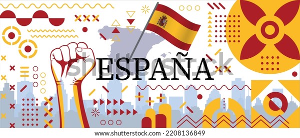 Spain Flag Map Poster National Day Stock Vector (Royalty Free ...