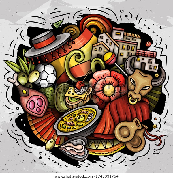 Spain Hand Drawn Cartoon Doodle Illustration Stock Vector (Royalty Free ...