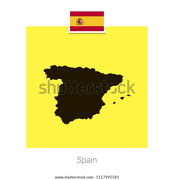 Spain Map Design Flag Yellow Background Stock Vector (Royalty Free ...
