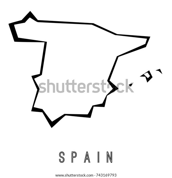 Spain Map Outline Country Shape Sharp Stock Vector (Royalty Free ...
