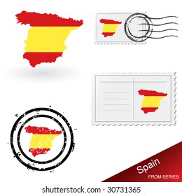 Spain Map Stamps Postcard Set Series Stock Vector (Royalty Free ...