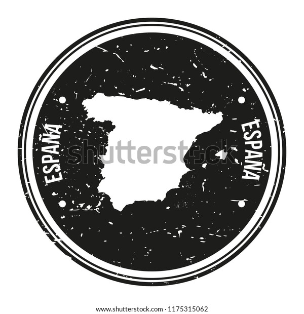 Spain Map Symbol Round Design Stamp Stock Vector (Royalty Free ...