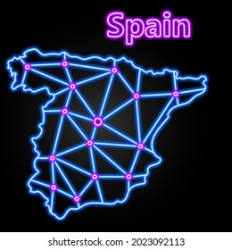 Spain Neon Map Isolated Vector Illustration Stock Vector (Royalty Free ...
