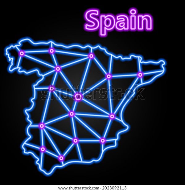 Spain Neon Map Isolated Vector Illustration Stock Vector (Royalty Free ...