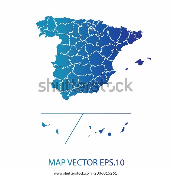 Spain Provinces Map Blue Gradient Color Stock Vector (Royalty Free ...