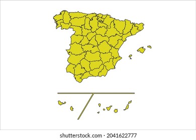 Spain Provinces Map Yellow Color On Stock Vector (Royalty Free ...