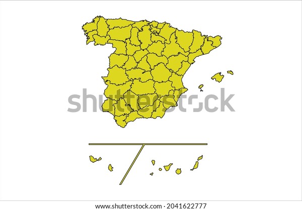 Spain Provinces Map Yellow Color On Stock Vector (Royalty Free ...