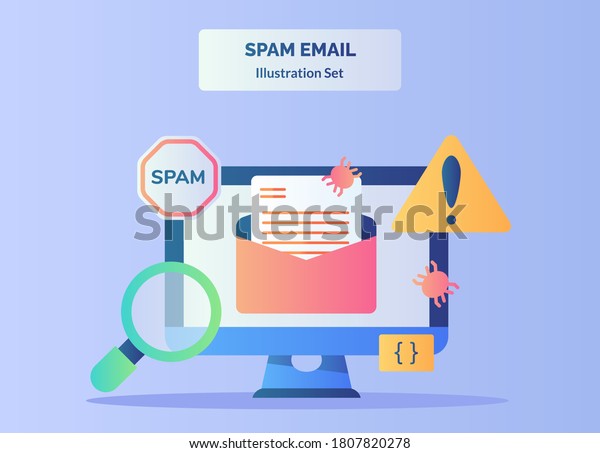 Spam Email Illustration Set Warning Sign Stock Vector (Royalty Free ...