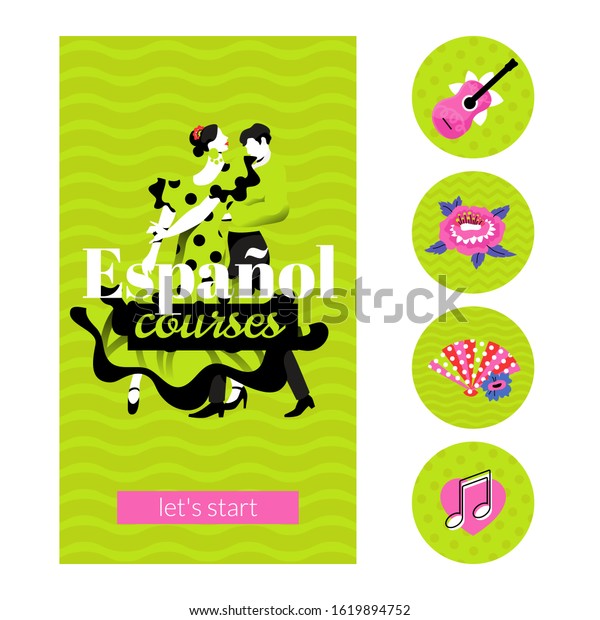 Spanish Courses Design Template 916 Aspect Stock Vector (Royalty Free ...