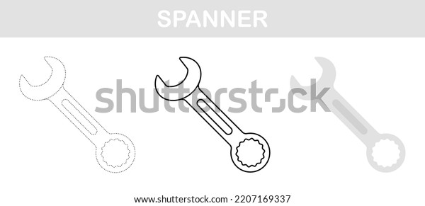Spanner Tracing Coloring Worksheet Kids Stock Vector (Royalty Free ...