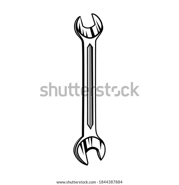 Spanner Vector Illustration Vintage Wrench Repro Stock Vector (Royalty ...