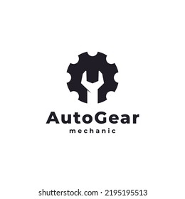 Spanner Wrench Gear Logo Engineering Mechanical Stock Vector (Royalty ...