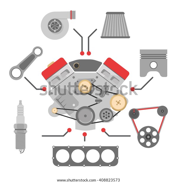Spare Parts Vector Icon Set Auto Stock Vector (Royalty Free) 408823573