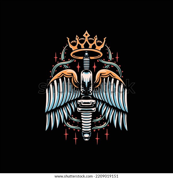 Spark Plug King Tattoo Vector Design Stock Vector (Royalty Free ...