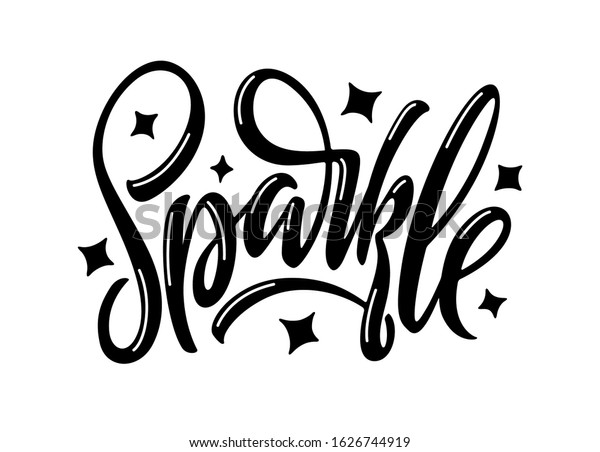Sparkle Word Handwritten Typography Hand Drawn Stock Vector (Royalty ...