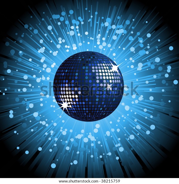 Sparkling Blue Disco Ball On Exploding Stock Vector (Royalty Free) 38215759