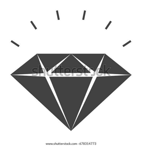Sparkling diamond vector silhouette on white background