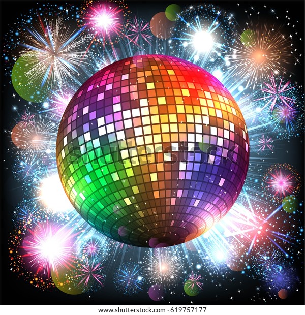Sparkling Disco Ball Night Party Stock Vector Royalty Free 619757177