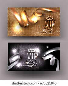 Sparkling Gold Silver Vip Invitation Cards Stock Vector (Royalty Free ...