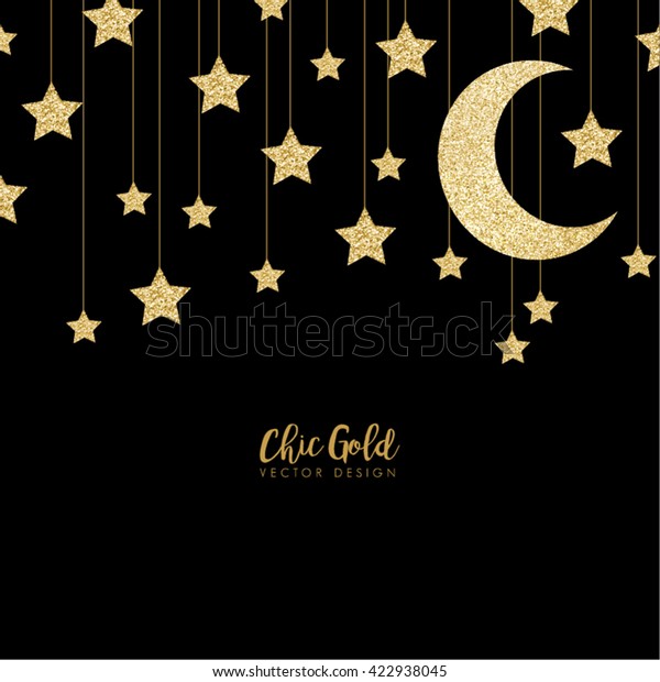 Sparkling Gold Starry Night Vector Design Stock Vector (Royalty Free ...