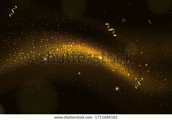 Sparkling Golden Magic Light On Black Stock Vector (Royalty Free ...