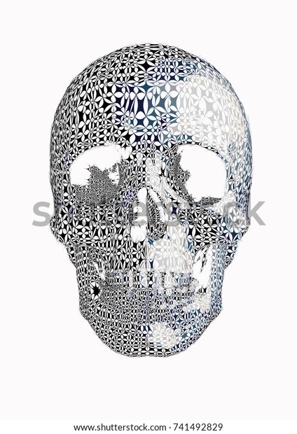 Sparkling Star Skull Illustration Monochrome Drawing Stock Vector ...