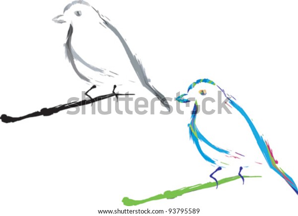 Sparrow Line Art Stock Vector (Royalty Free) 93795589 | Shutterstock