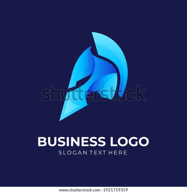 Spartan Logo Template 3d Blue Color Stock Vector (Royalty Free) 1921719359