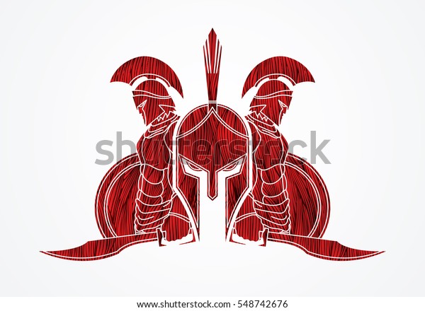 Spartan Warrior Pose Designed Using Red Stock Vector (Royalty Free ...