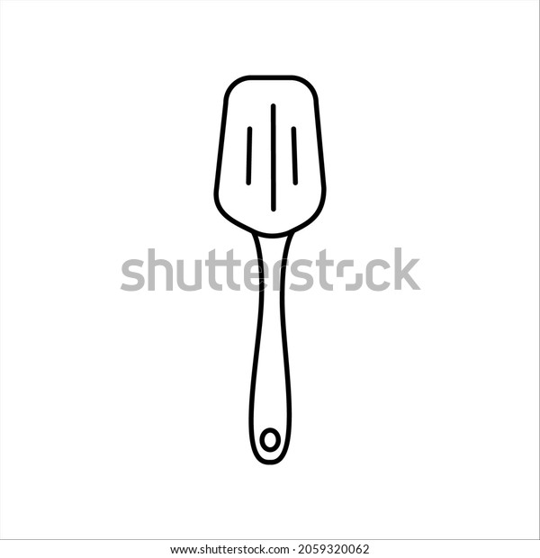 Spatula Outline Style Isolated On White Stock Vector (Royalty Free ...