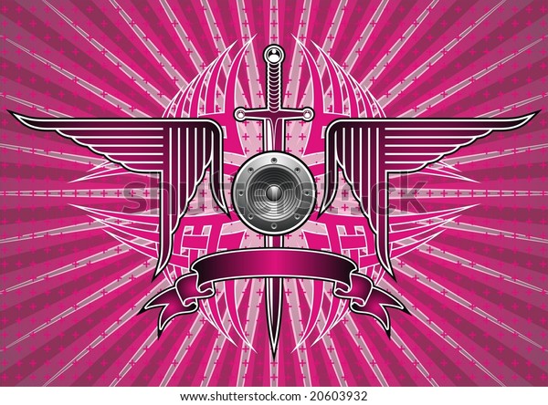 Speaker Motif Tribal Pattern Sword Wings Stock Vector (Royalty Free ...