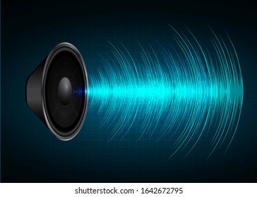 Speaker Sound Waves Oscillating Dark Blue Stock Vector (Royalty Free ...