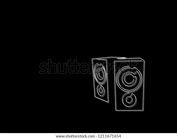 Speakers Isolated Line Drawing Vector Illustration Stock Vector ...